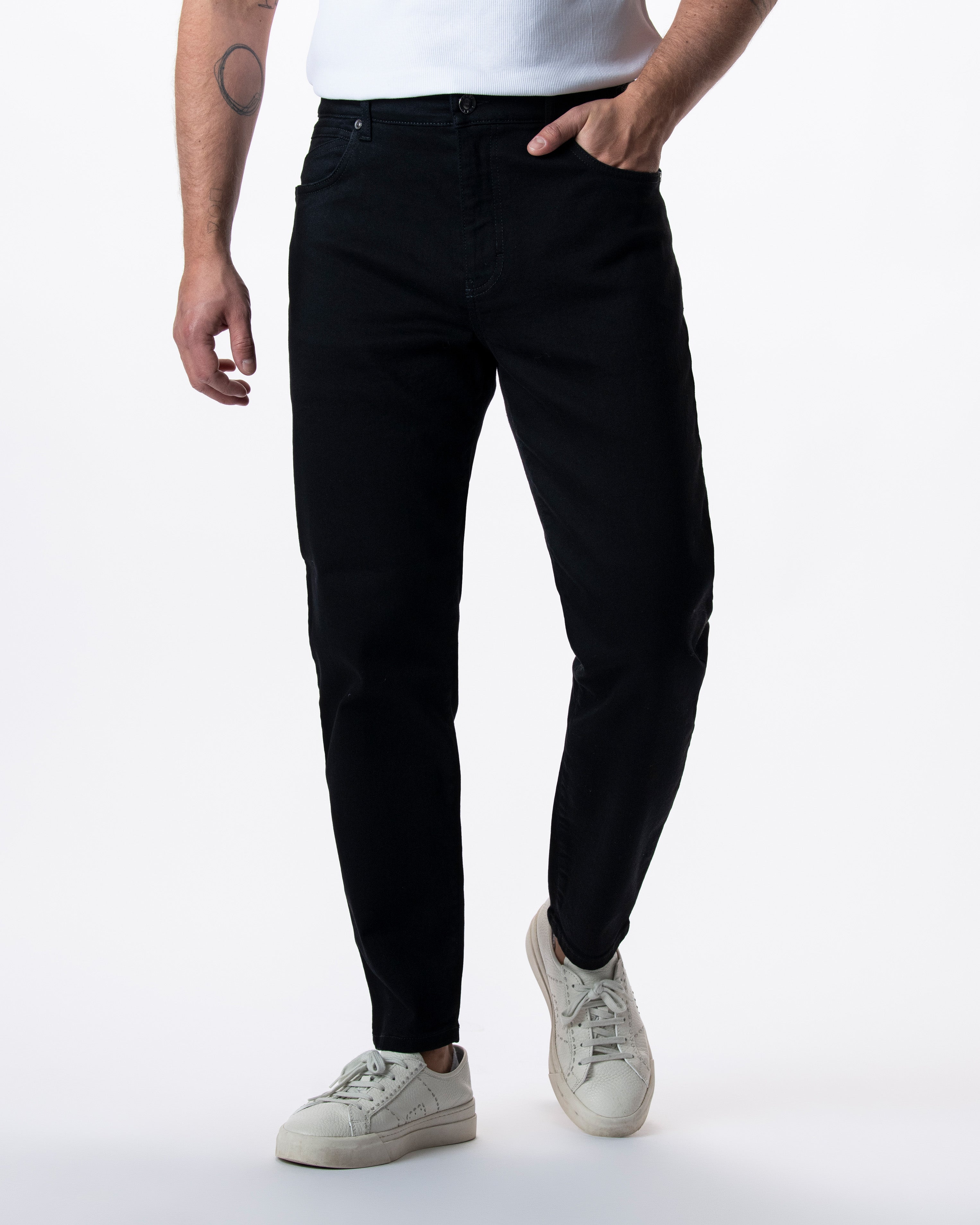 Jeans schwarz Slim Fit Verkürzt Stretch – IOS Clothing